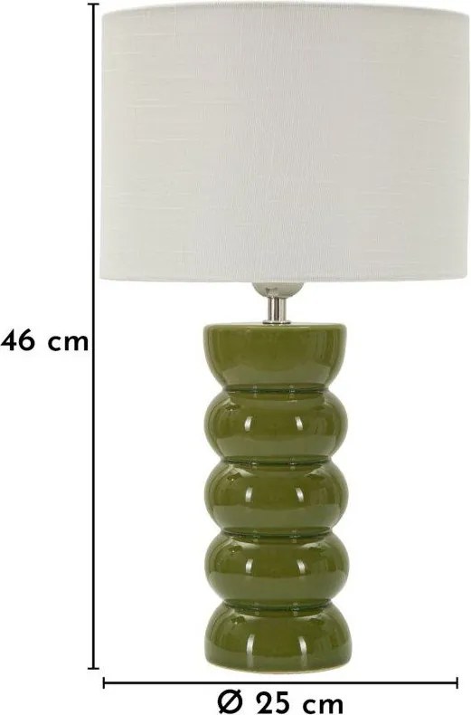 Bílá/zelená keramická stolní lampa s textilním stínidlem (výška 46 cm) Torr – Mauro Ferretti