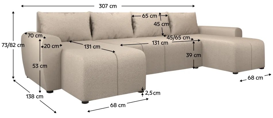 Kondela Univerzální sedací souprava, béžová, DELIN U UNI