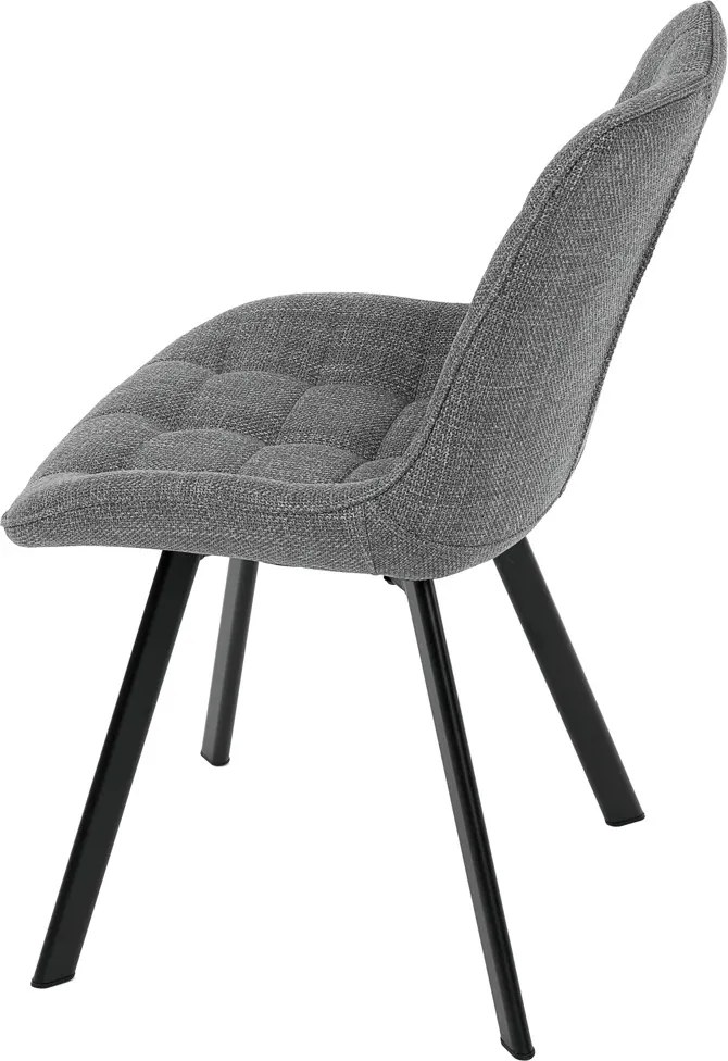 Jídelní židle FRANCK - šedá látka / černé kovové nohy