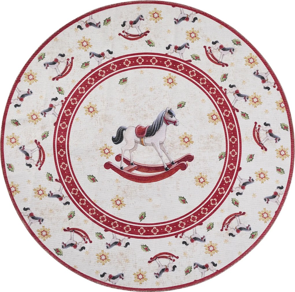 Villeroy & Boch Kusový koberec Toy's delight 106275 Cream, Red kruh, 160x160 (průměr) kruh, červená, obývací pokoj