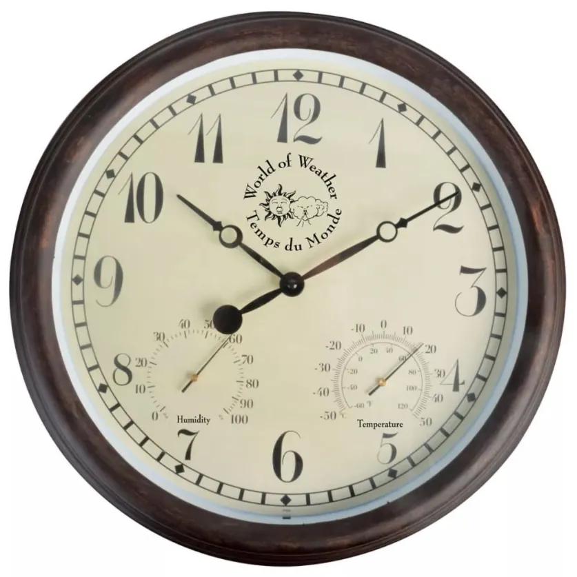 Esschert Design - venkovní hodiny s vlhkoměrem a teploměrem Ø 38 cm