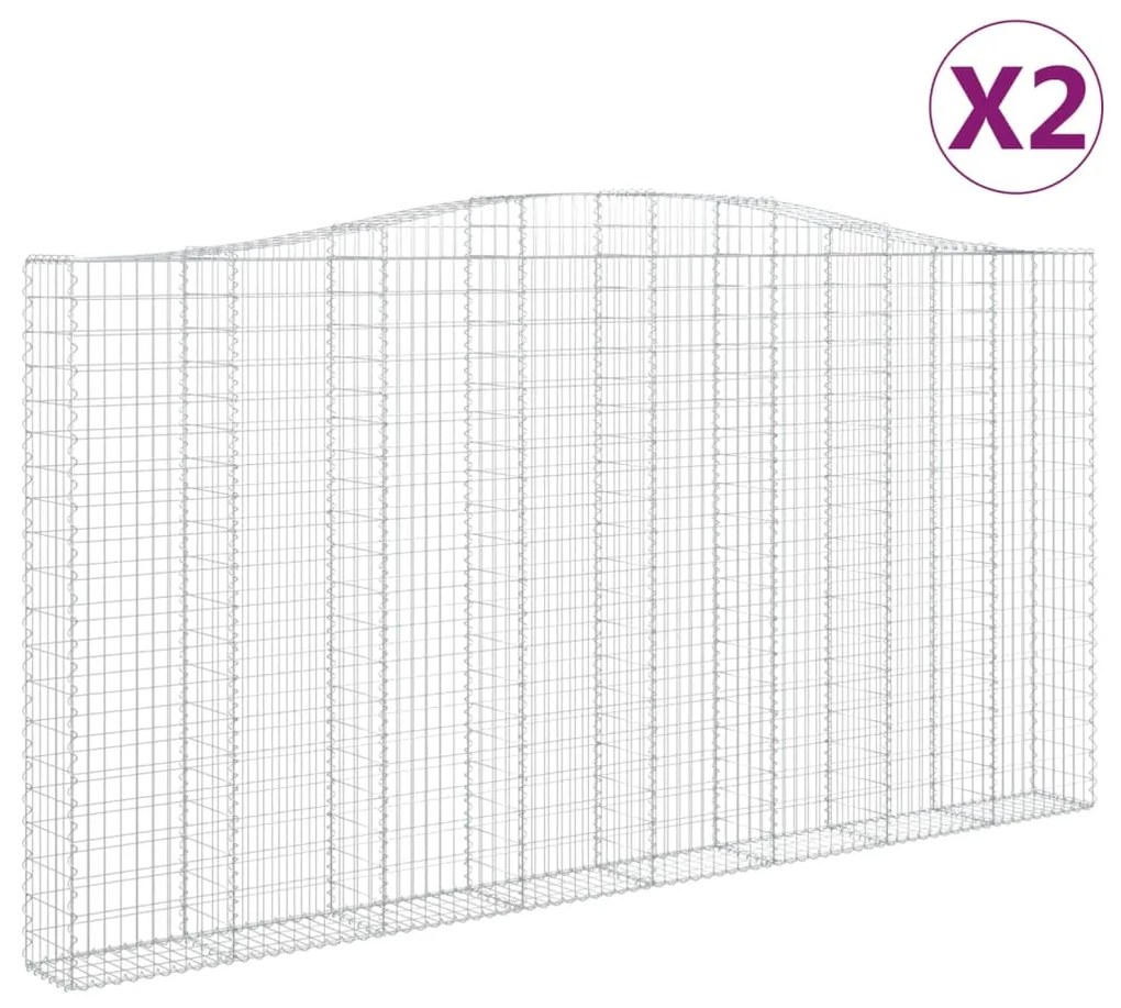 vidaXL Klenuté gabionové koše 2 ks 400x30x200/220cm pozinkované železo