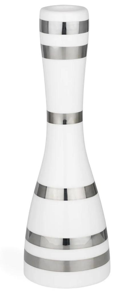 KÄHLER Keramický svícen Omaggio Silver 20 cm, stříbrná barva, krémová barva, keramika