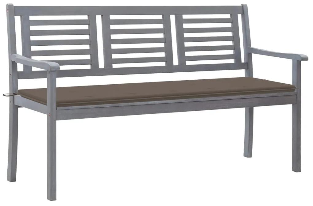 vidaXL 3místná zahradní lavice s poduškou 150 cm šedá eukalyptus