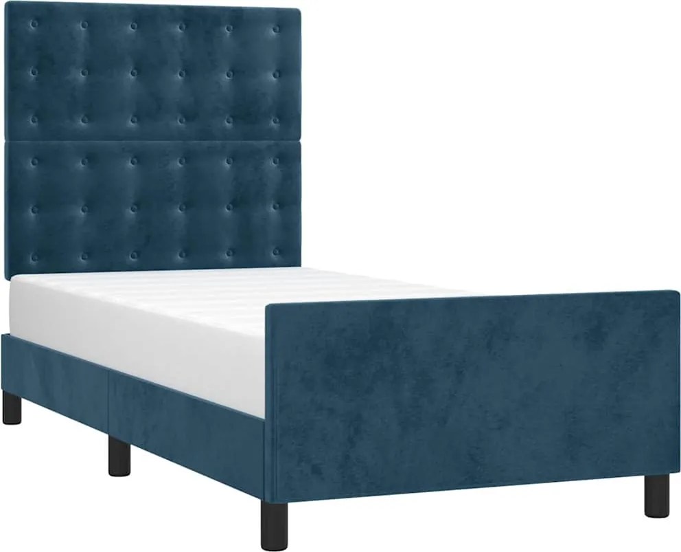 Rám postele bez matrace tmavě modrý 90x200 cm samet 3125981