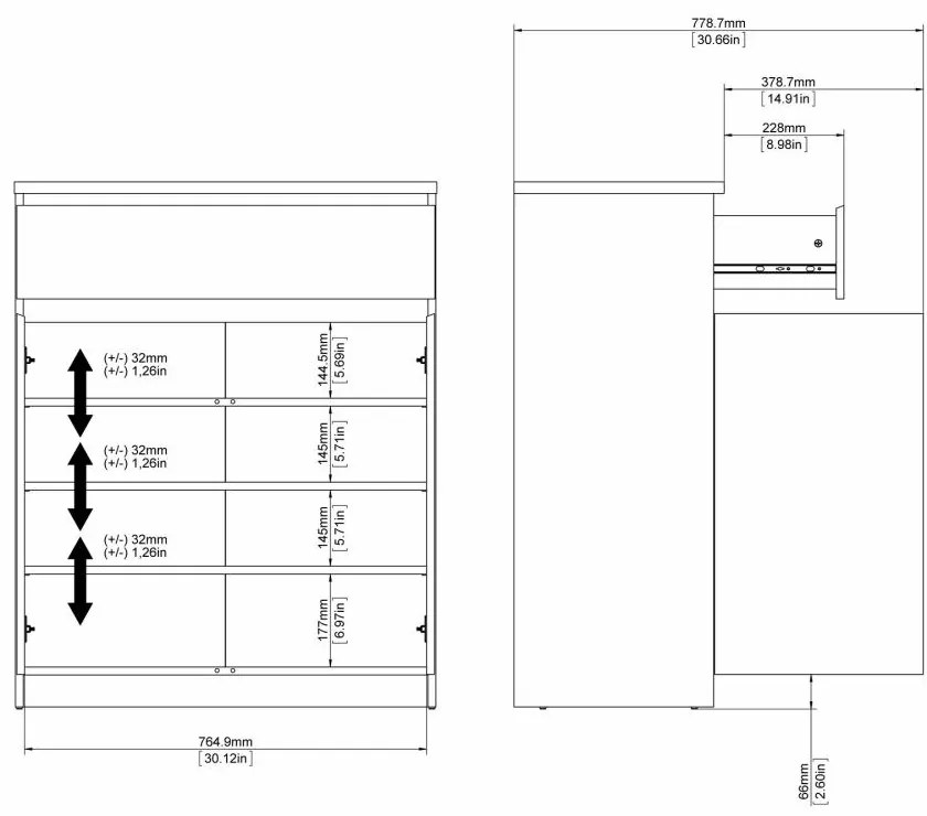 Tvilum Komoda Simplicity 234 beton/bílý lesk