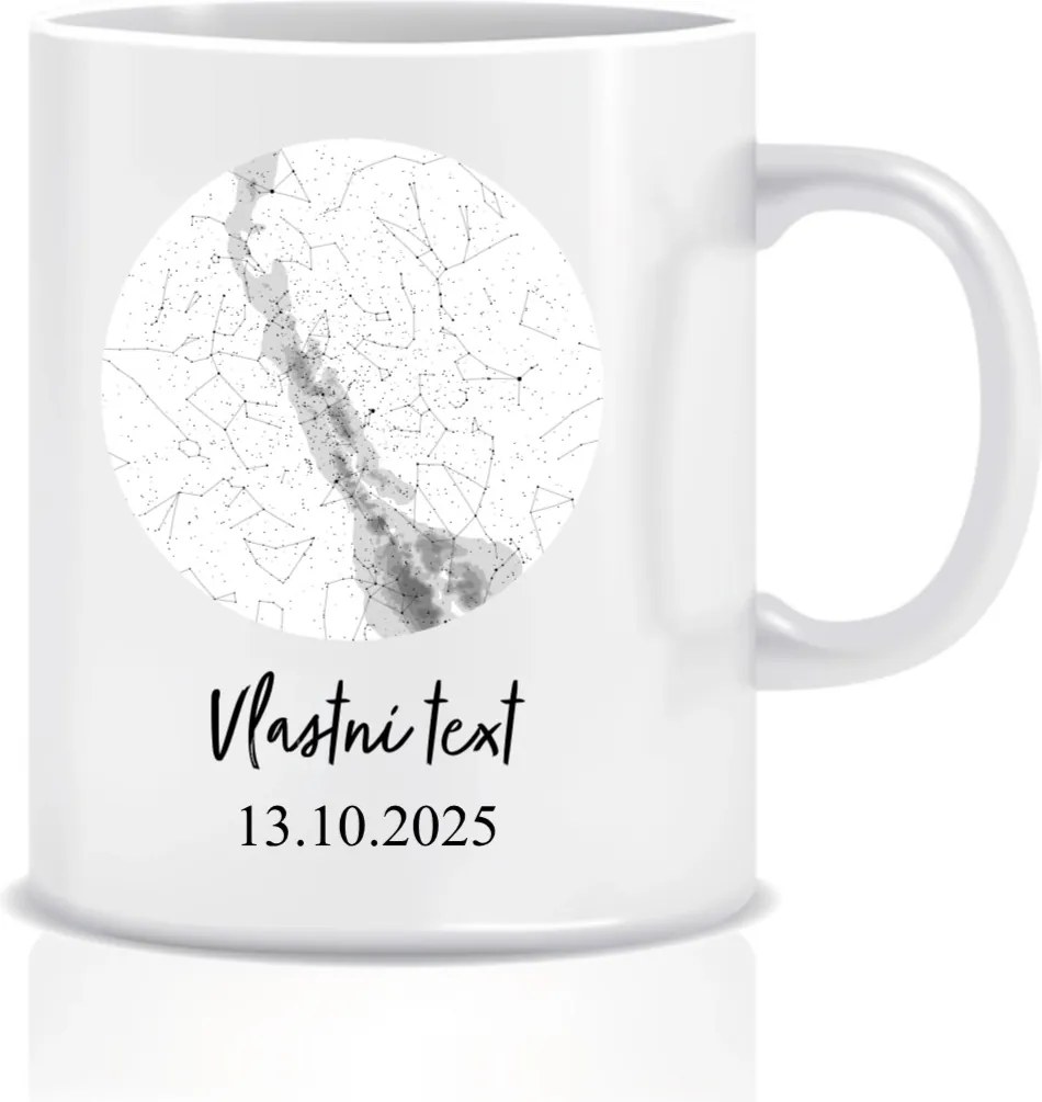 Personalizovaný klasický bílý keramický hrníček 300 ml s hvězdnou mapou