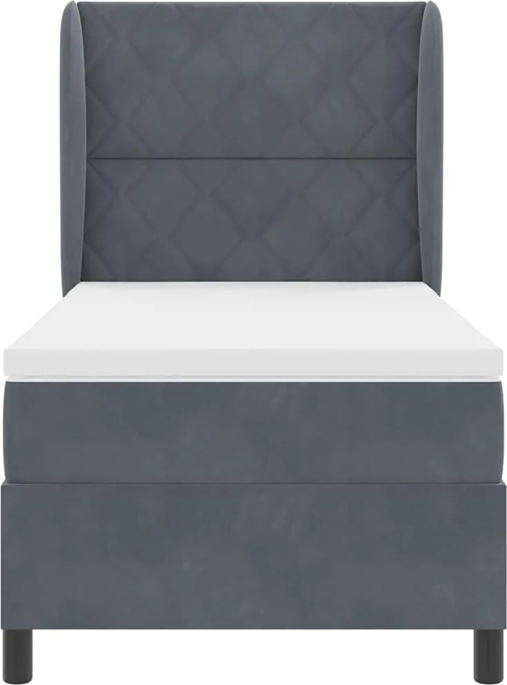 Postel s boxspringem s čelo Tmavě šedá 200 x 100 cm samet 3340971
