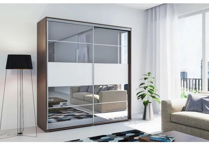 Zrcadlová šatní skříň BENEDICTO, šířka 125 cm, výška 245 cm