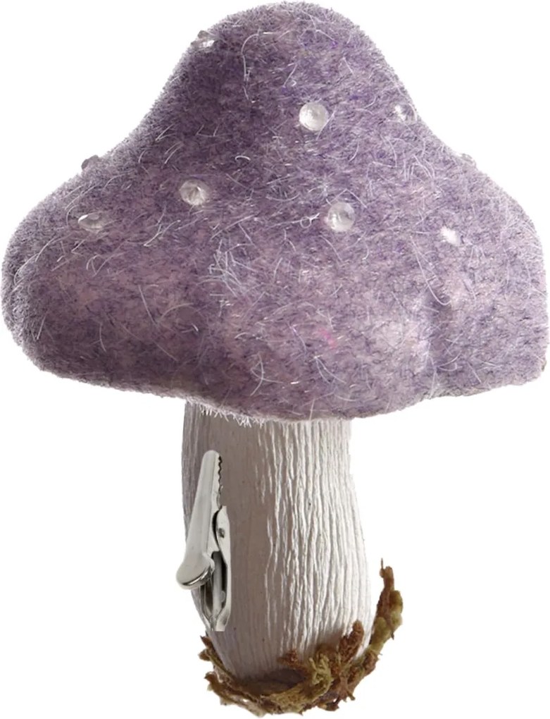 Podzimní dekorace s klipem MUSHROOM 13,5 cm, fialová