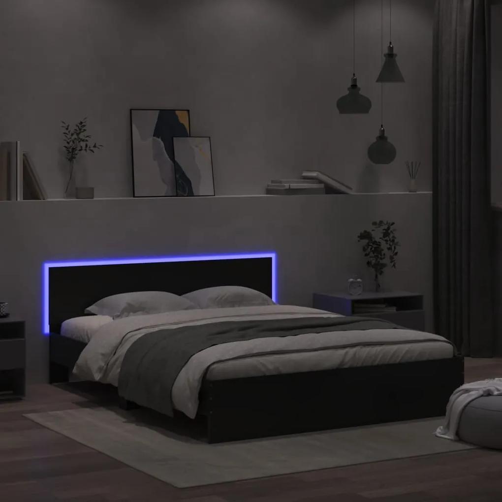 Rám postele s čelem a LED osvětlením černý 160 x 200 cm,  3207596