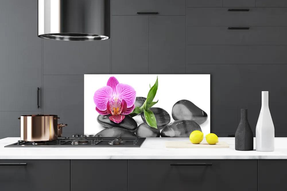 Kuchyňský skleněný panel Květ Kameny Umění 100x50 cm