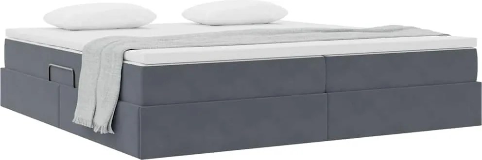 Postel s úložným prostorem a matrací Tmavě šedá 200 x 200 cm 3370324