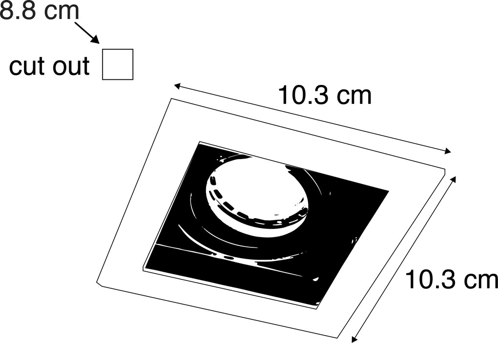 Sada 6 moderních zapuštěných bodových svítidel bílá s černou nastavitelná - Carree