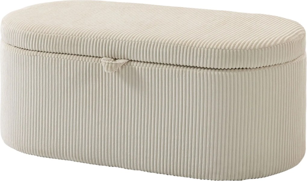 HOMCOM čalouněná lavice s úložným prostorem, manšestr – 105 × 51 × 49 cm, nosnost 200 kg, béžová | Aosom