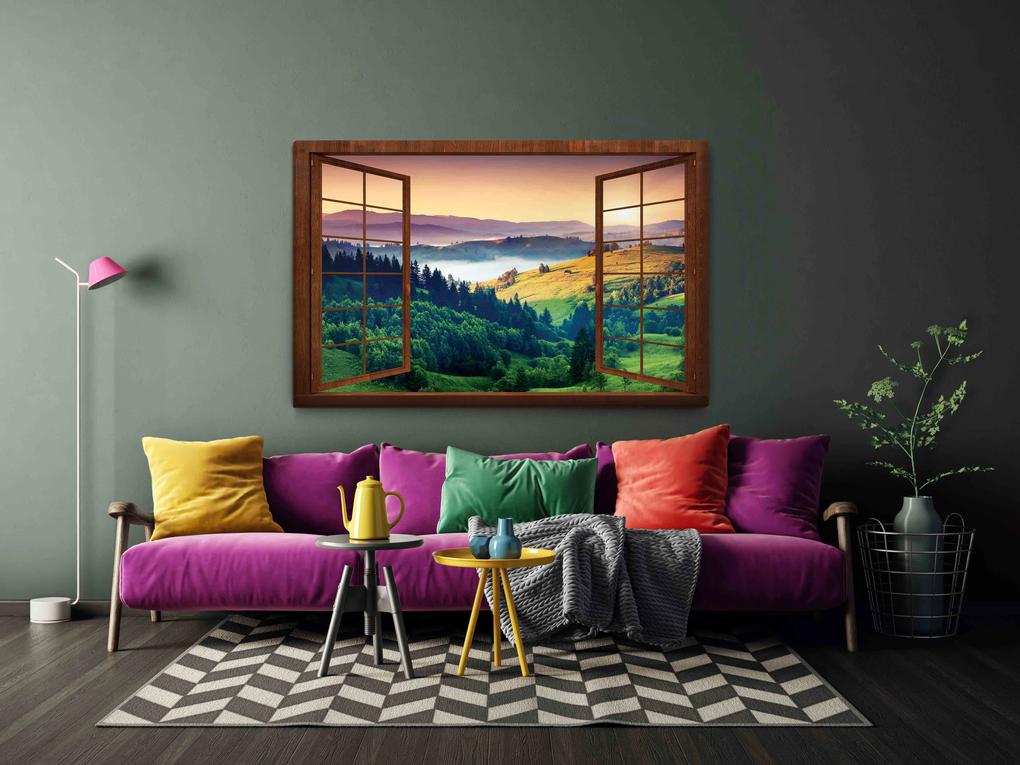 Malvis ® 3D obraz okno Zbarvená krajina Velikost (šířka x výška): 150x100 cm