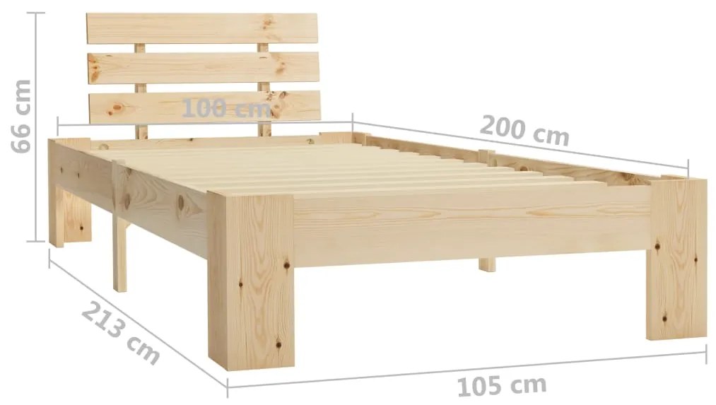 vidaXL Marketos Rám postele masivní borové dřevo 100 x 200 cm
