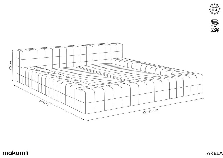 Čalouněná dvoulůžková postel taupe s roštem 140x200 cm Akela – Makamii