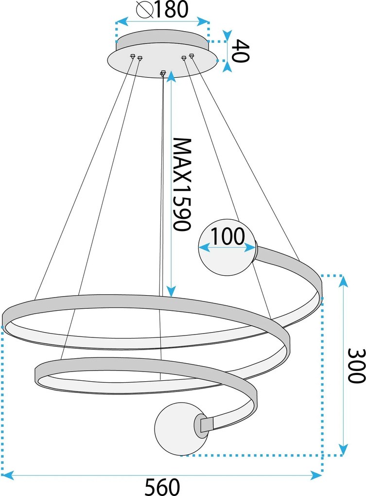 Toolight Rea, Závěsná lampa LHJ029-CP BLACK, OSW-50047