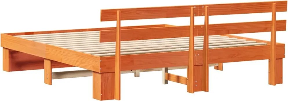Rám postele s čelo Hnědá 200 x 200 cm Masivní borové dřevo 3385672