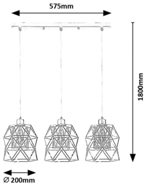Rabalux 72113 - Lustr na lanku EMRYS 3xE27/40W/230V