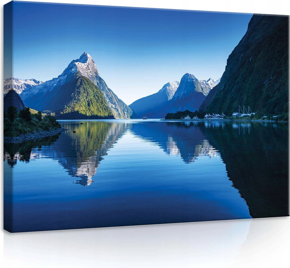 Obraz 70x50 Milford Sound Nový Zéland hory jezero panorama klid příroda