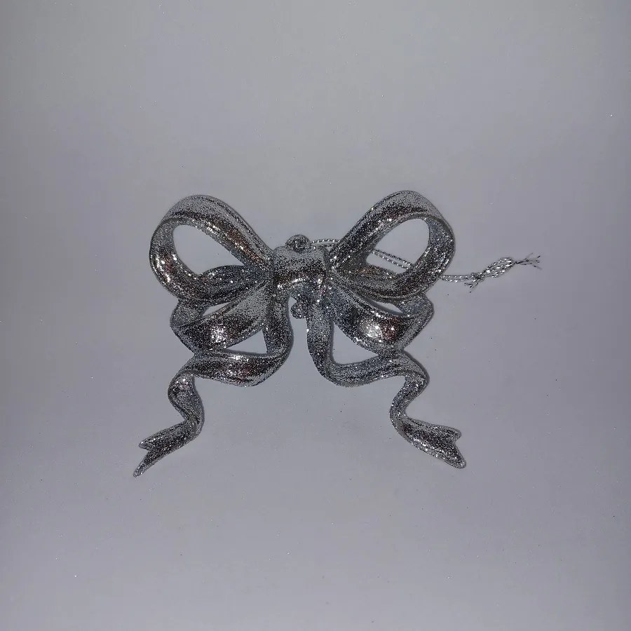Dekorace mašle 9 × 8 cm, stříbrná
