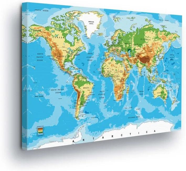 GLIX Obraz na plátně - Mapa Světa 80x60 cm