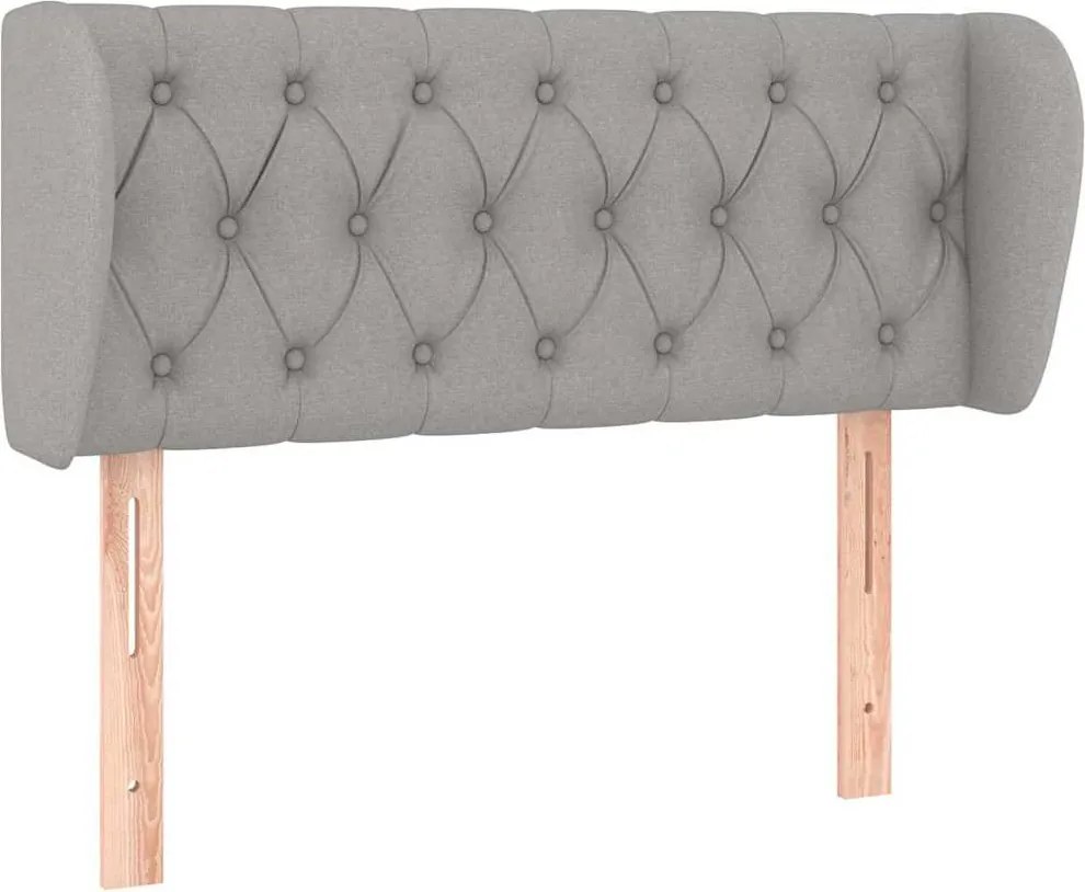 Čelo postele typu ušák světle šedé 103x23x78/88 cm textil 3117470
