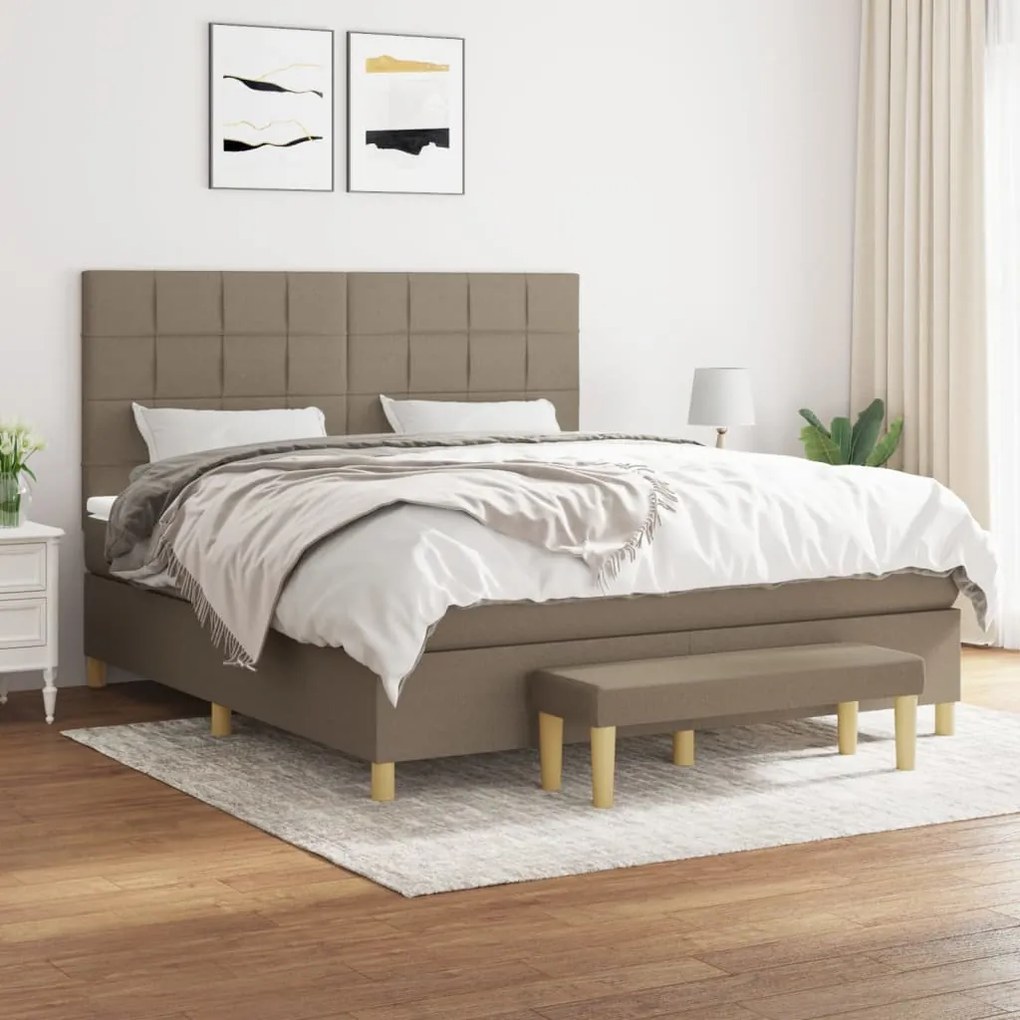 Box spring postel s matrací taupe 160x200 cm textil 3137169