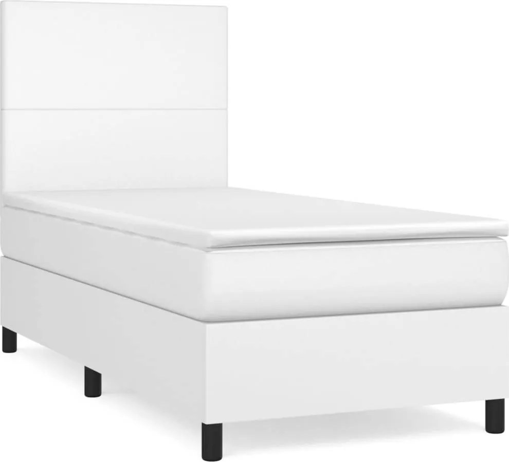 vidaXL Box spring postel s matrací 90x190 cm umělá kůže [3142696] Barva: Bílá