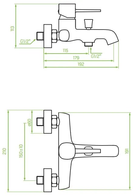 Laveo Pola, nástěnná vanová baterie, růžové zlato, LAV-BAP_810D
