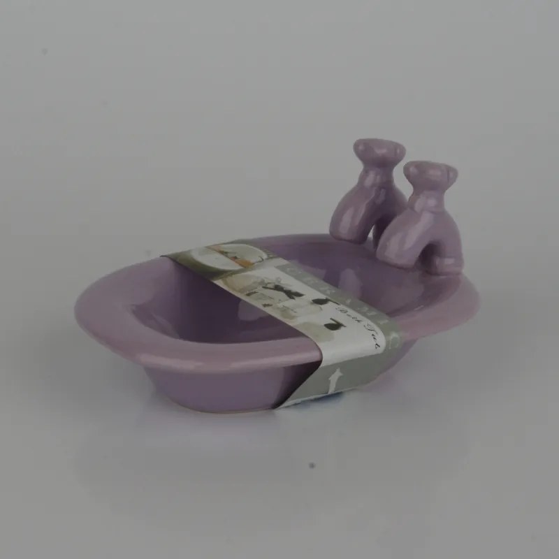 Keramická miska na mýdlo vana fialová 15x10x8cm