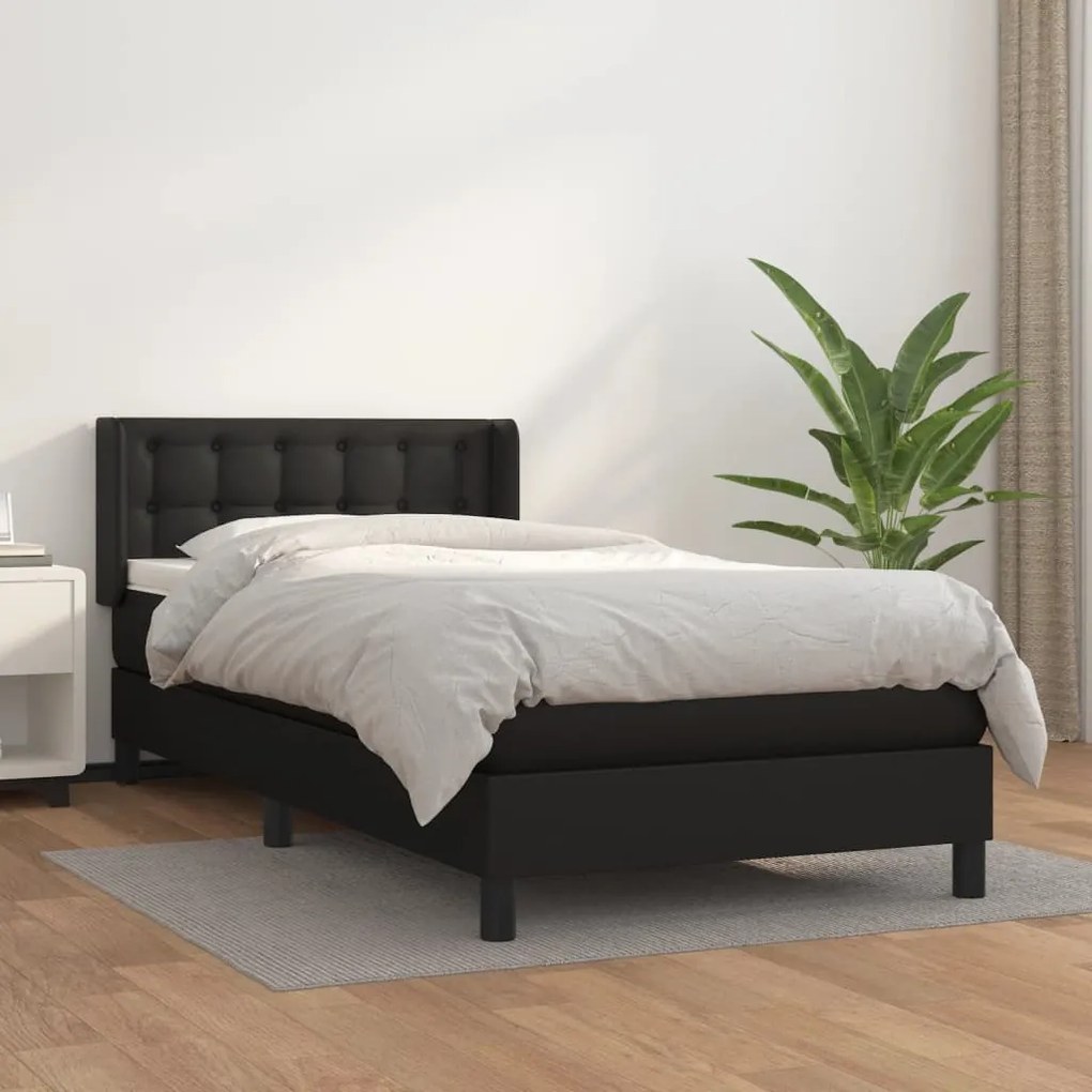 Box spring postel s matrací černá 100x200 cm umělá kůže 3130763