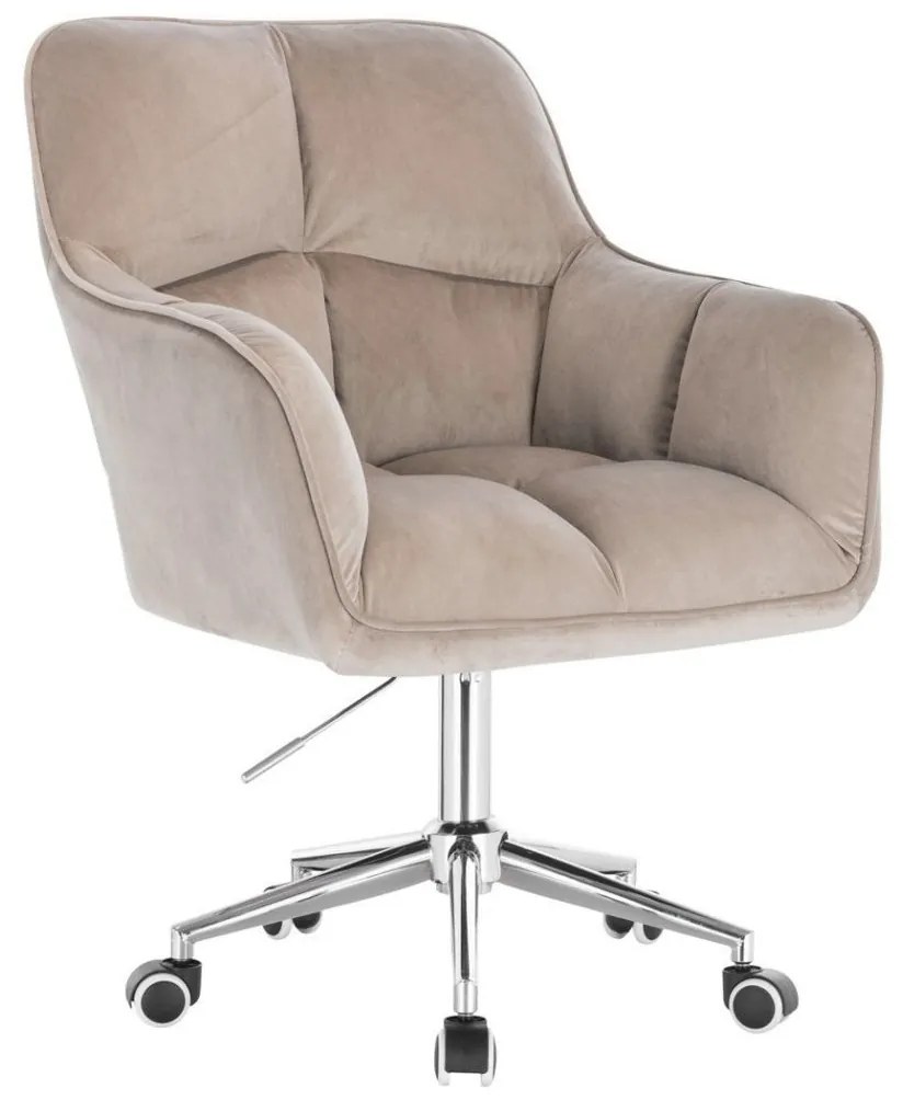 LuxuryForm DESIGN Otočné křeslo AMALFI VELUR na stříbrné podstavě s kolečky - latte