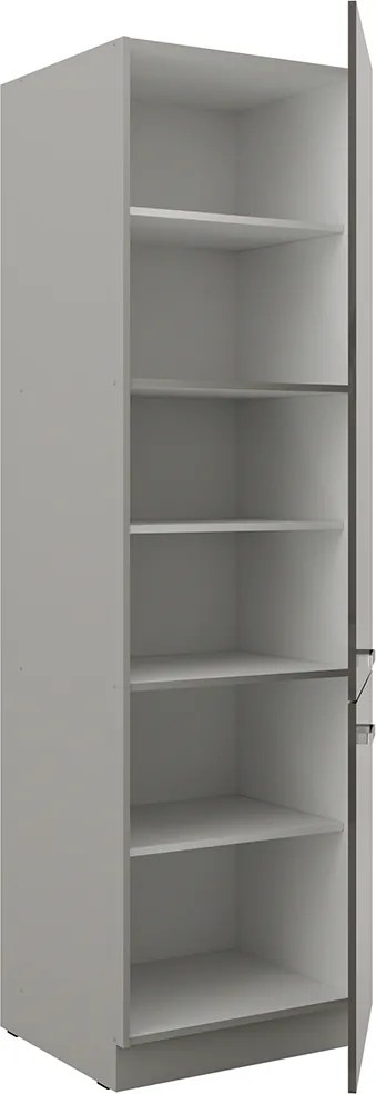 GREY gr | vysoká skříňka 60 DK-210 2F potravinová s policemi | 60 cm | světle šedá/tmavě šedá lesk
