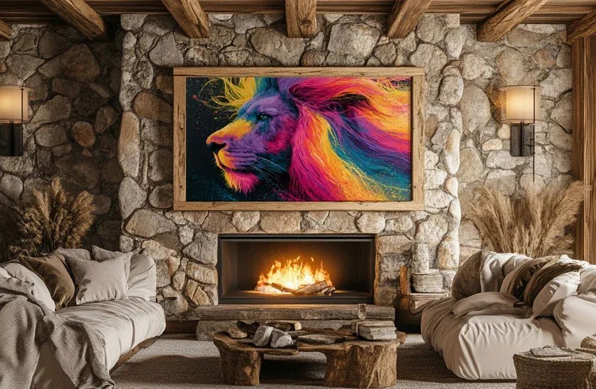 Král barevné energie - obraz - Neonový lev v pohybu 85 - 40 x 50 cm - 499 Kč