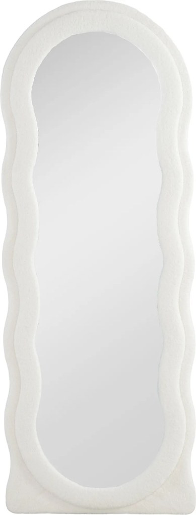 HOMCOM Zrcadlo na celou postavu 160 x 60 cm Obloukové stojací zrcadlo s vlnitým designem, nerozbitné sklo, bílá