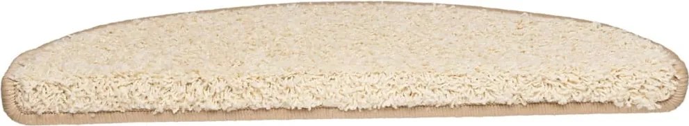Schodové rohože 15 ks 65 x 21 x 4 cm krémové, půlkulaté, velké 133904