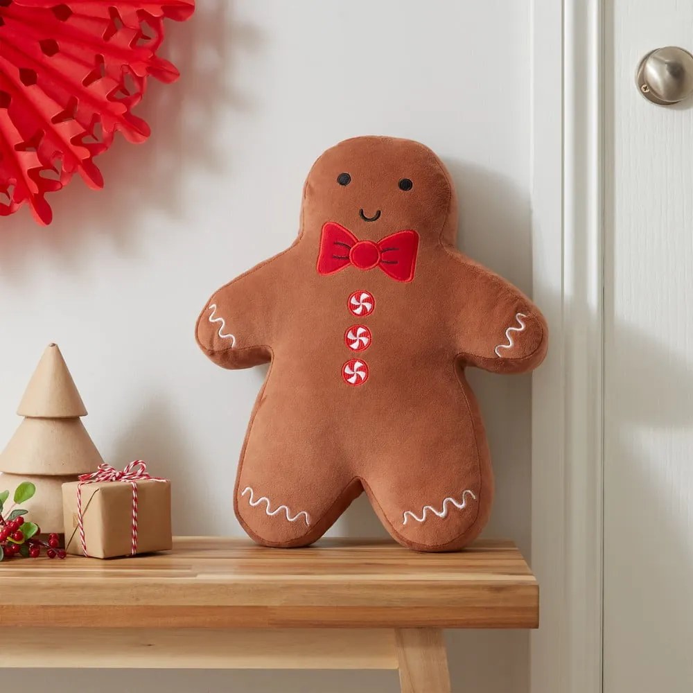 Sametový dekorační polštář s vánočním motivem 28x37 cm Gingerbread – Catherine Lansfield