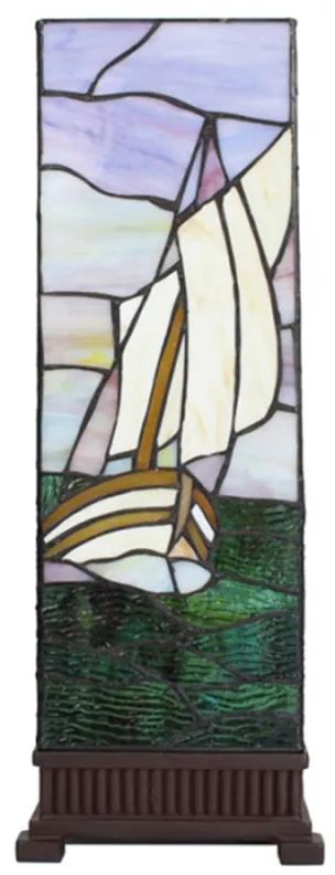 Stolní lampa Tiffany s plachetnicí Viw – 18x18x48 cm