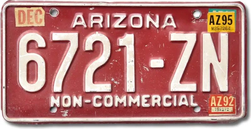 Americká SPZ Arizona Red 6721-ZN