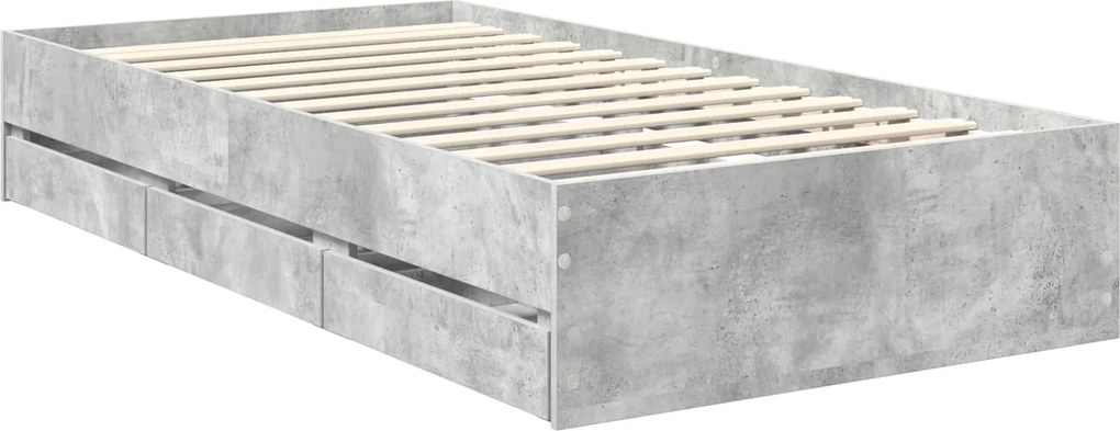 Rám postele s čelo Betonově Šedá 90 x 190 cm Dřevěný materiál 3412230