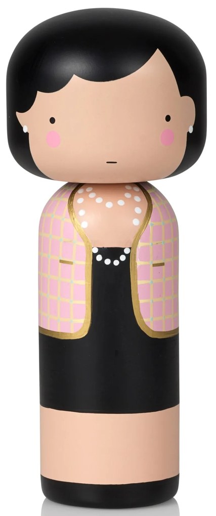 Lucie Kaas Dřevěná kokeshi panenka COCO 14,5 cm, černá barva, dřevo
