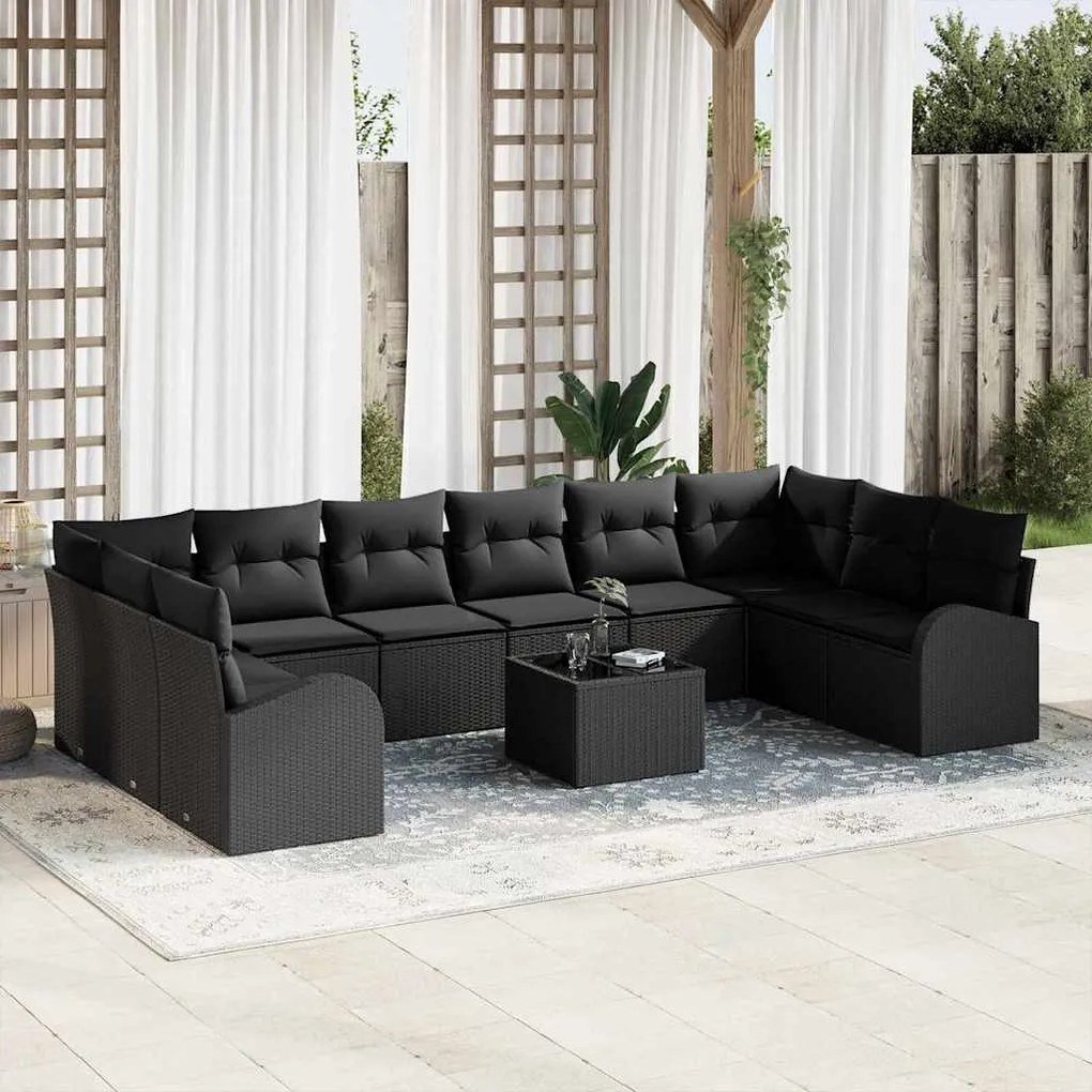 Set pohovek 11 ks Černá [Syntetický]: Polyratan 3346233