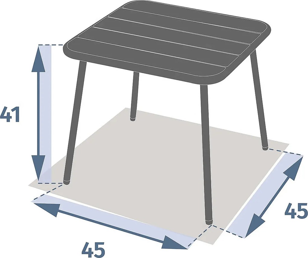 Hliníkový odkládací stolek RUBBY 45x45 cm (ivory)