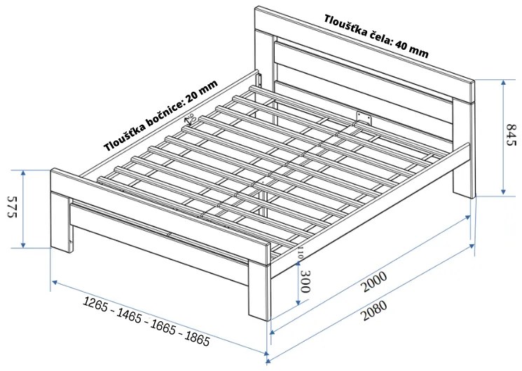 Postel z masivu NEX - buk natur 90 × 200 cm