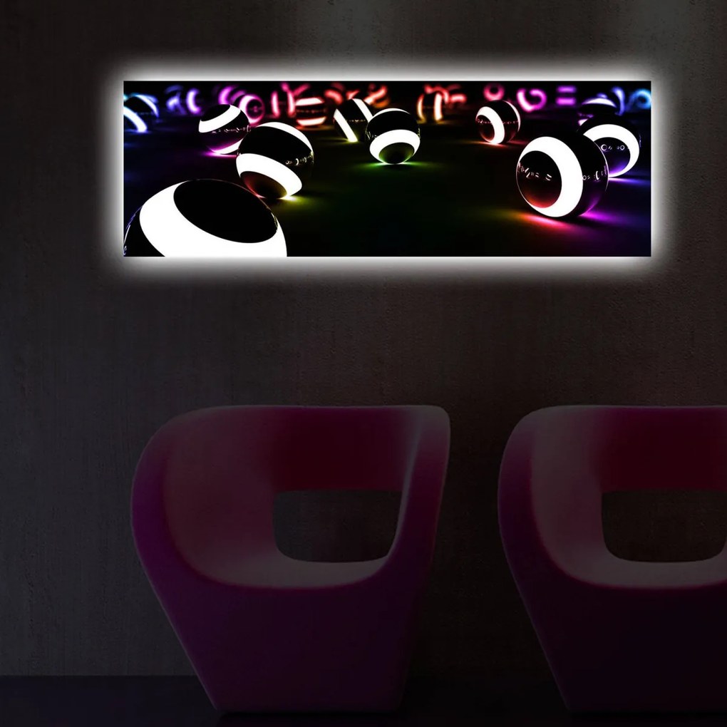 Obraz s led osvětlením Svítící koule 90x30 cm