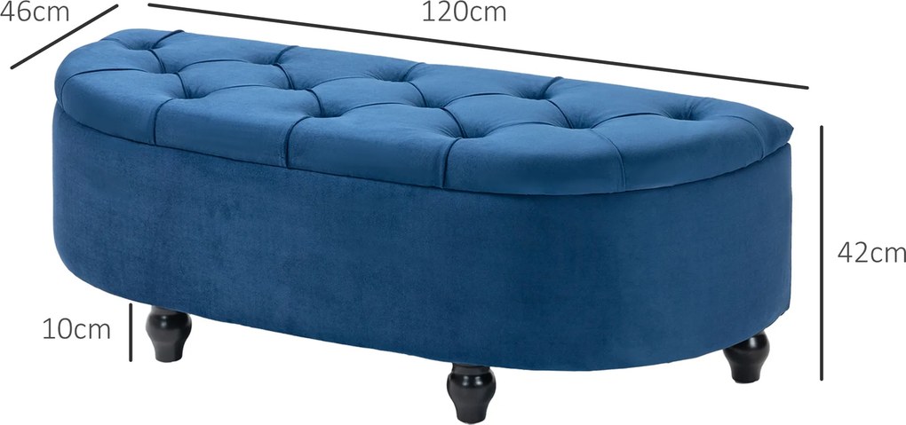 HOMCOM Úložná lavička, prošívaný design polokruhové úložné truhly, otomany s sametovým potahem, nohy z kaučukového dřeva, pro obývací pokoj, ložnici,…