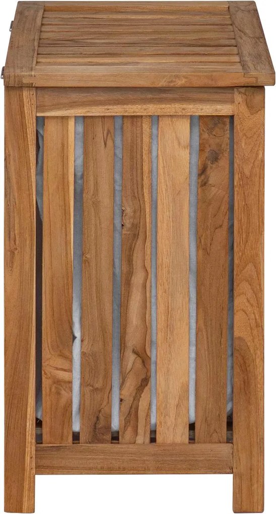 koš na prádlo, s víkem, masivní teakové dřevo, 60x50x35 cm, přírodní, Dekorino KP20260024